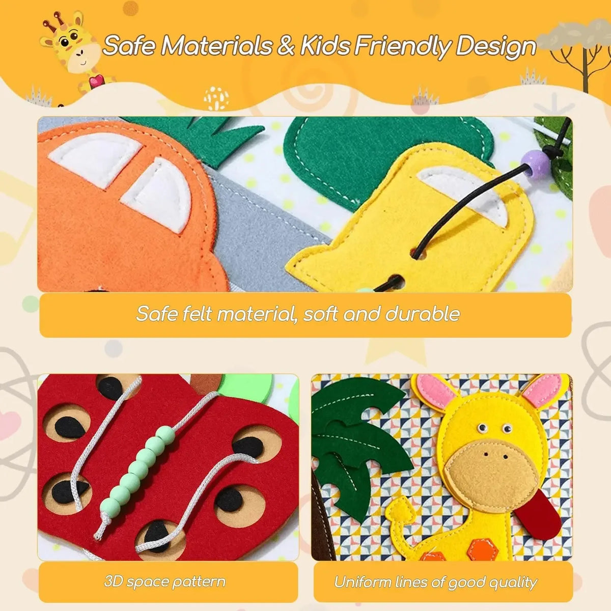 Sensory Toddler Book™ – Känn & Upptäck - Filtbok Djur – Mil lilla Sötnos